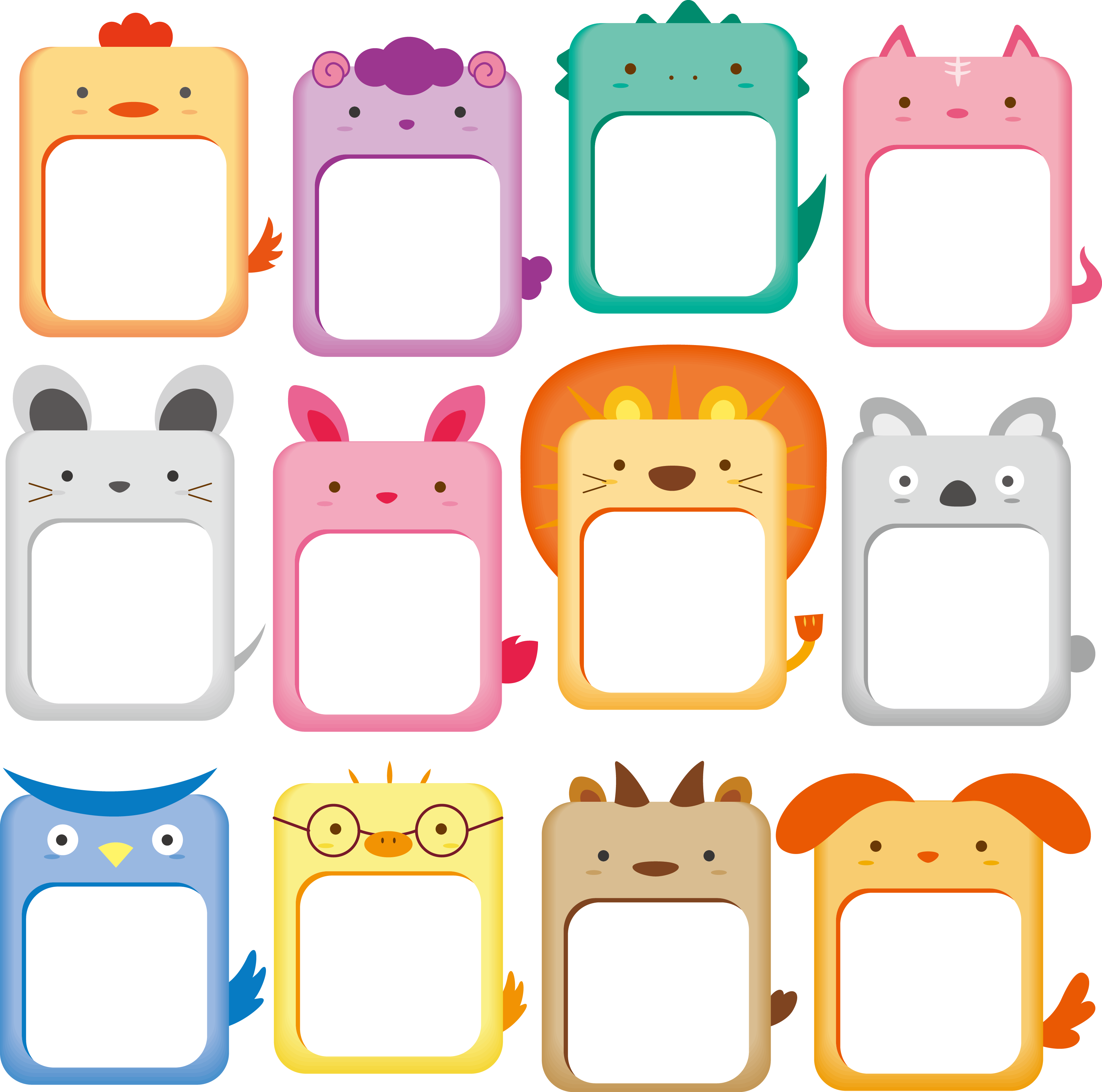 Download Cute Animals Frame Collection Animal Drawing Clipart PNG Free ...
